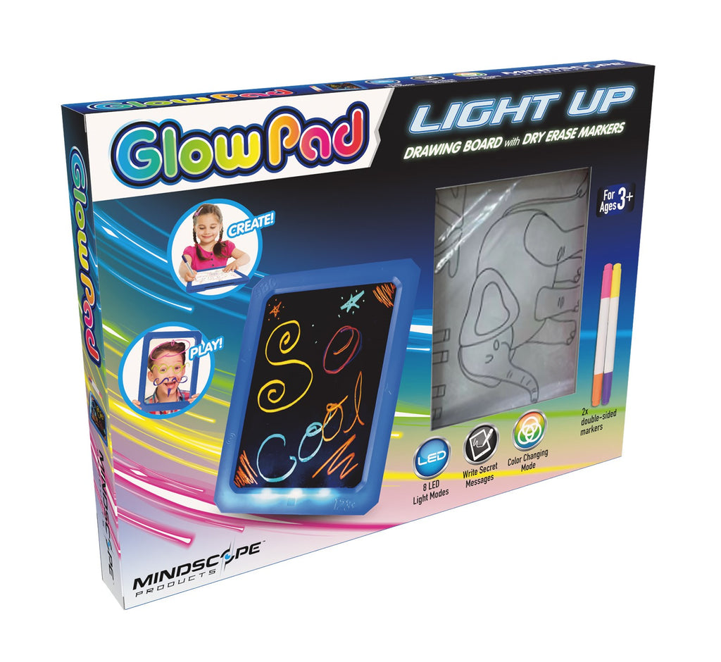 Light Up Glow Pad Drawing Board with Dry Erase Markers – Mindscope Products